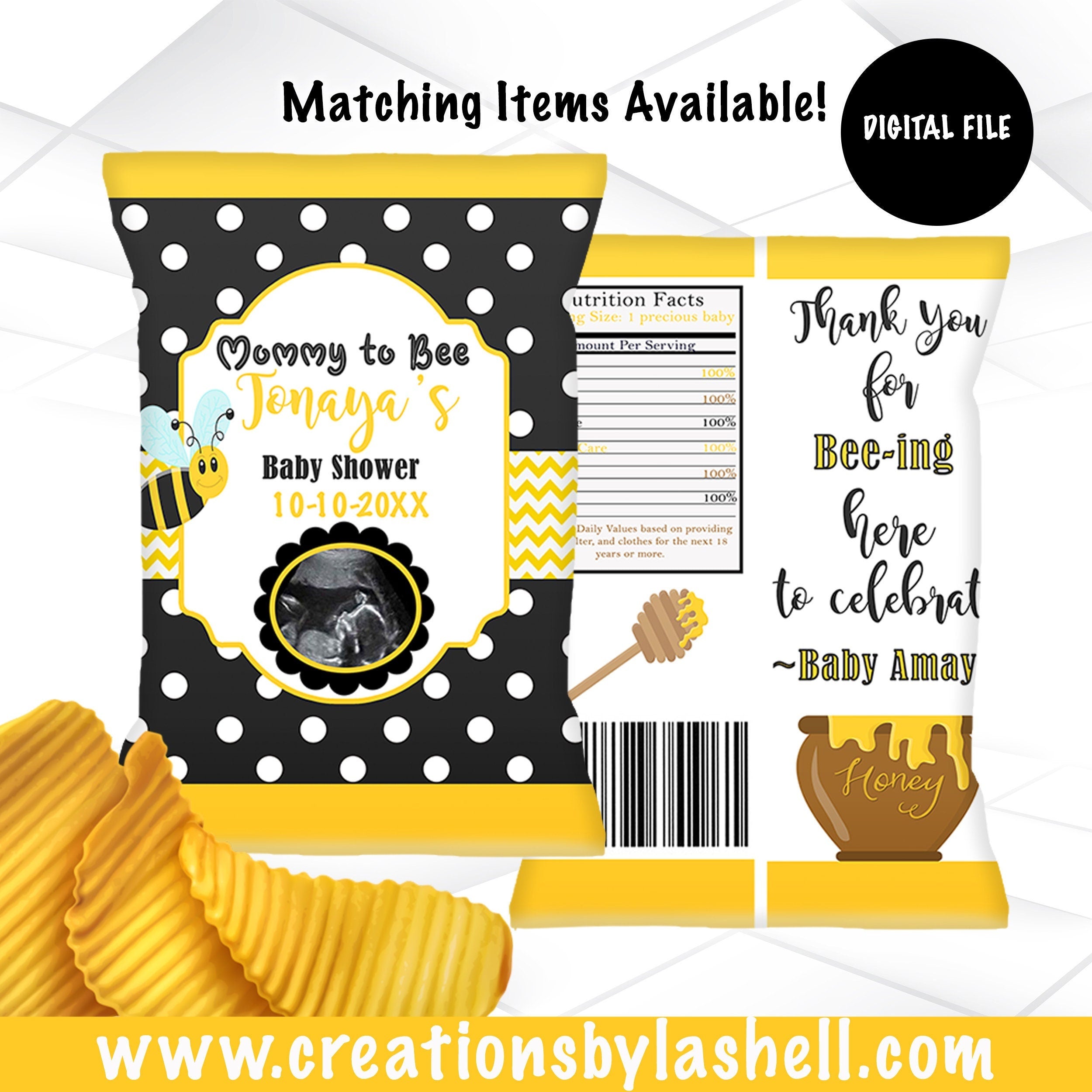 Mommy to Bee Baby Shower Chip bag Printable | Baby Shower Chip Bags Di ...