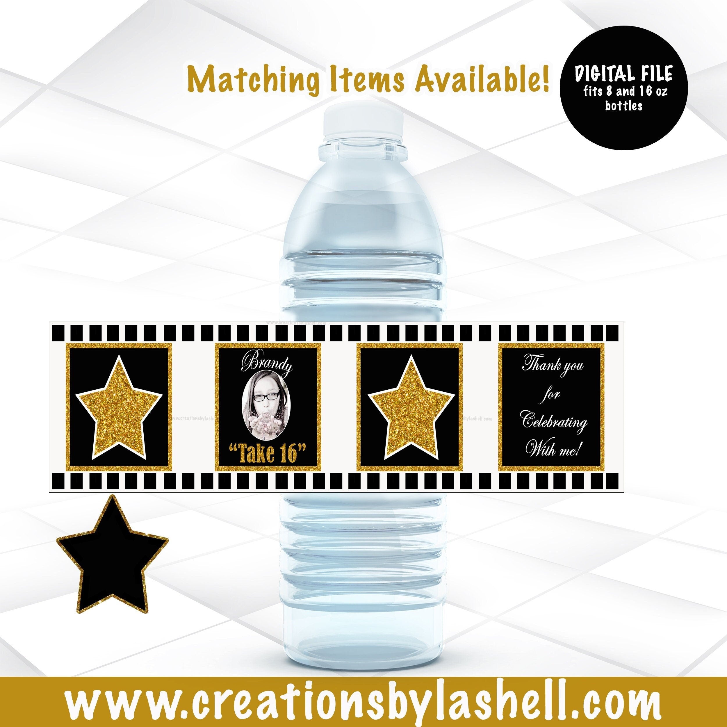 Hollywood Water Bottle Labels Printable | Red Carpet Water Bottle Labe ...
