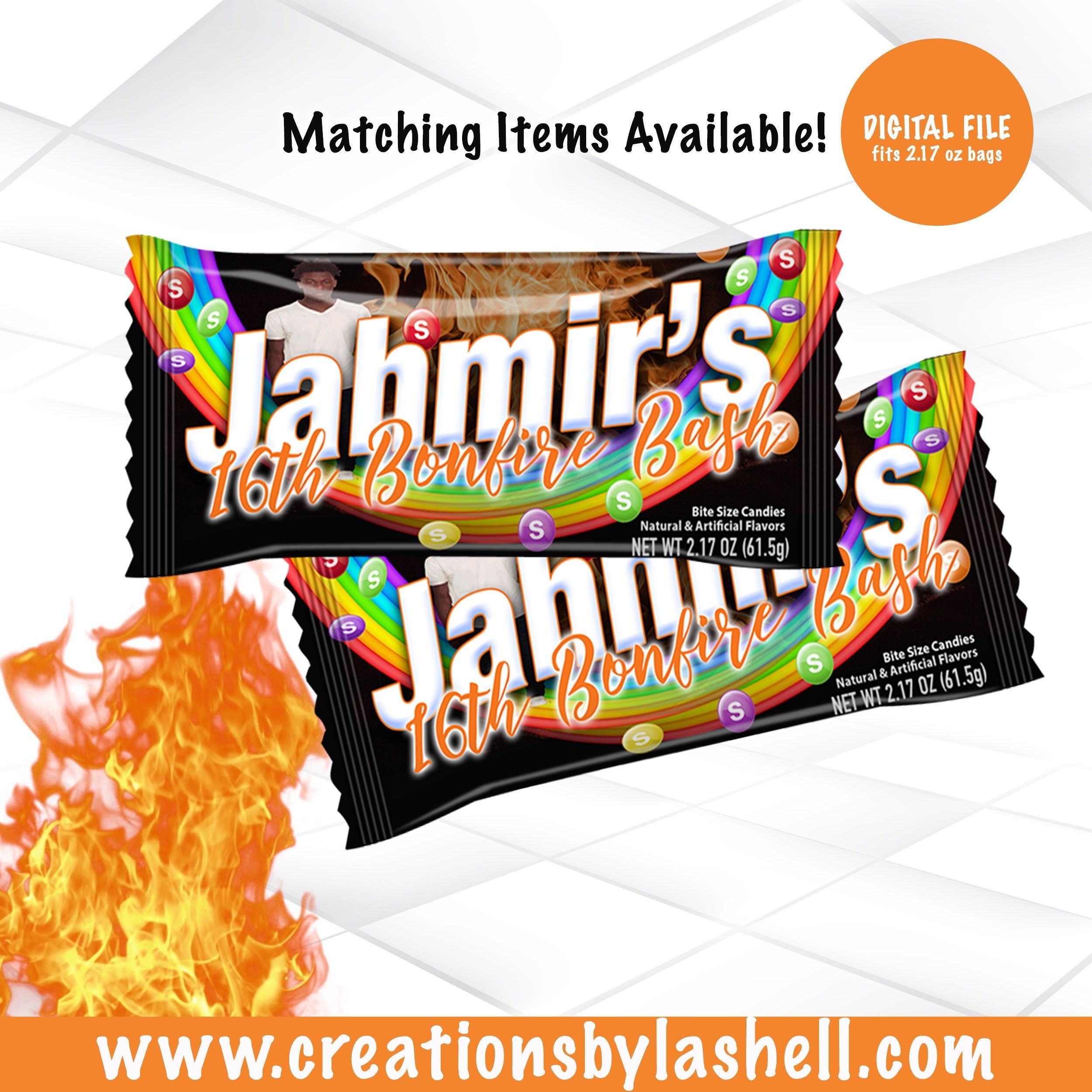 Bonfire Rainbow Candy Wrappers Digital File | Bonfire Candy Wrapper Te ...