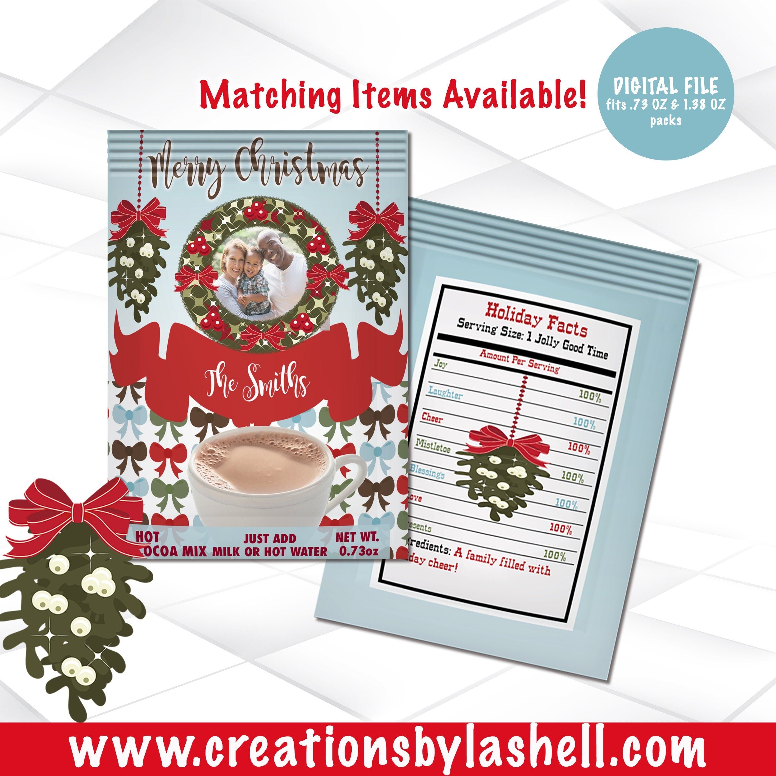 Christmas Hot Cocoa Wrapper Digital File | Holiday Hot Cocoa Custom Wr ...