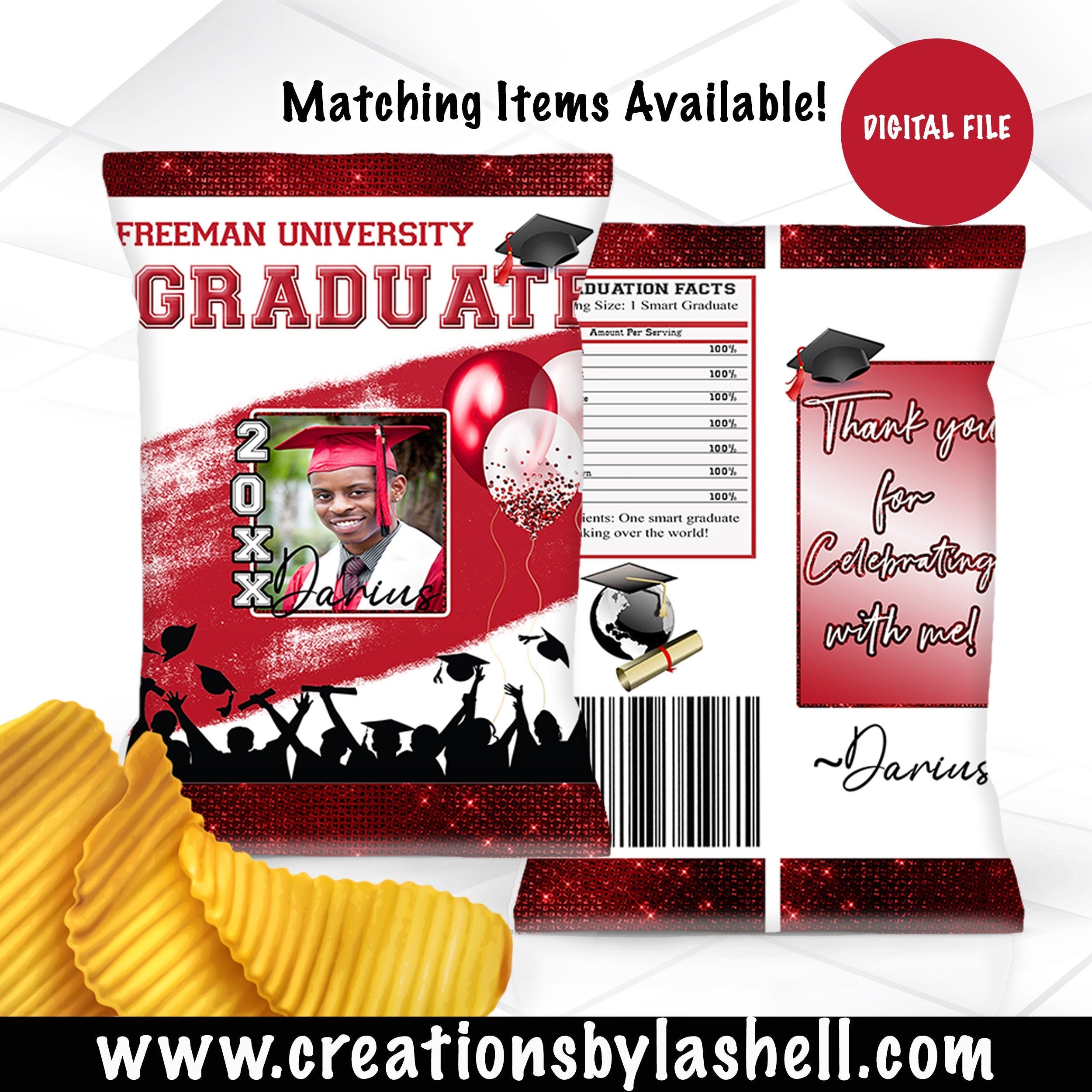 Graduation Chip Bags | Graduation 2022 | Digital File | Custom Chip ba ...