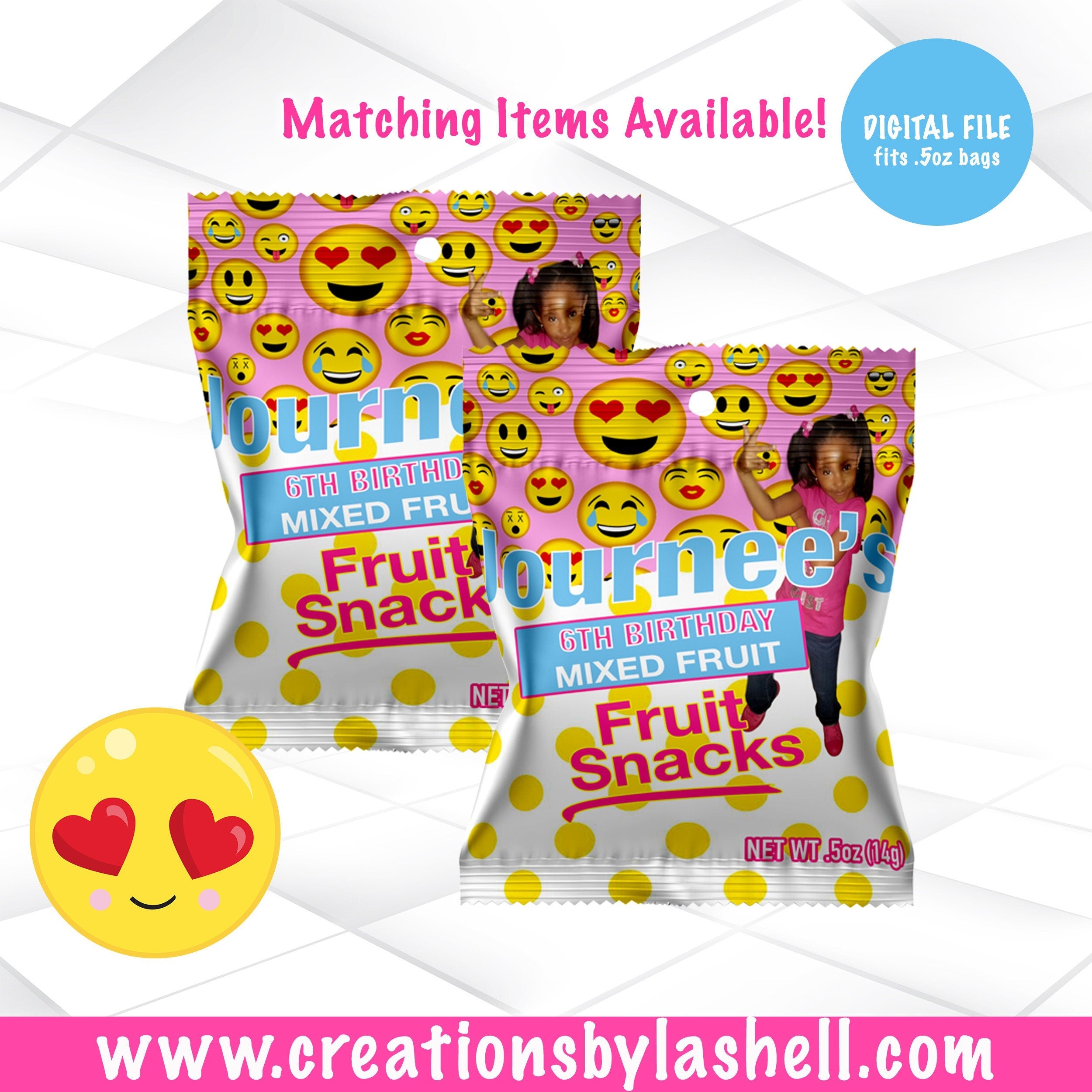 Emoji Fruit Snacks Digital File | Emoji Party Favor Printable | Emoji ...