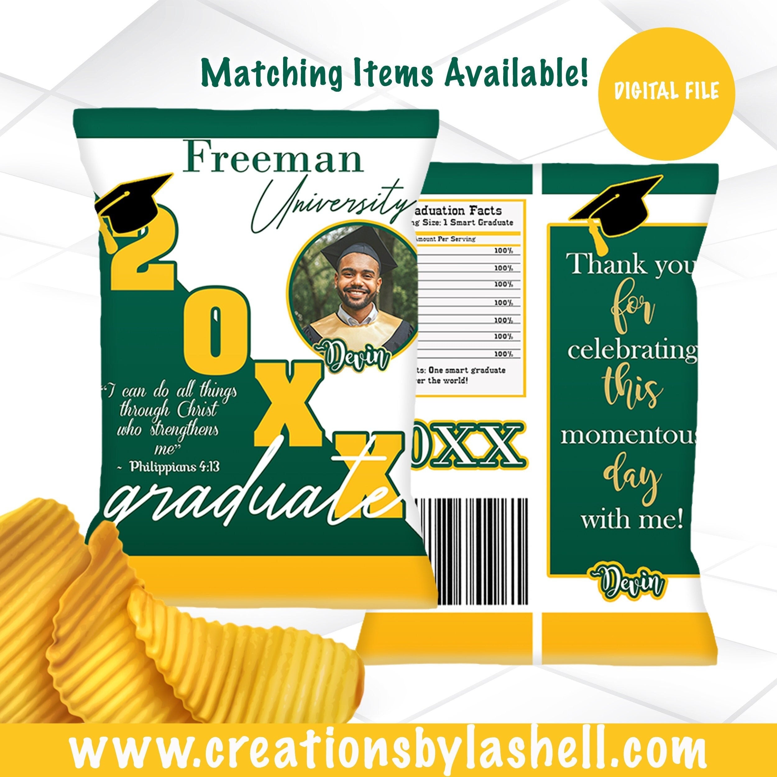 Graduation Chip Bags Template | Graduation Chip Bag Printable | Custom ...