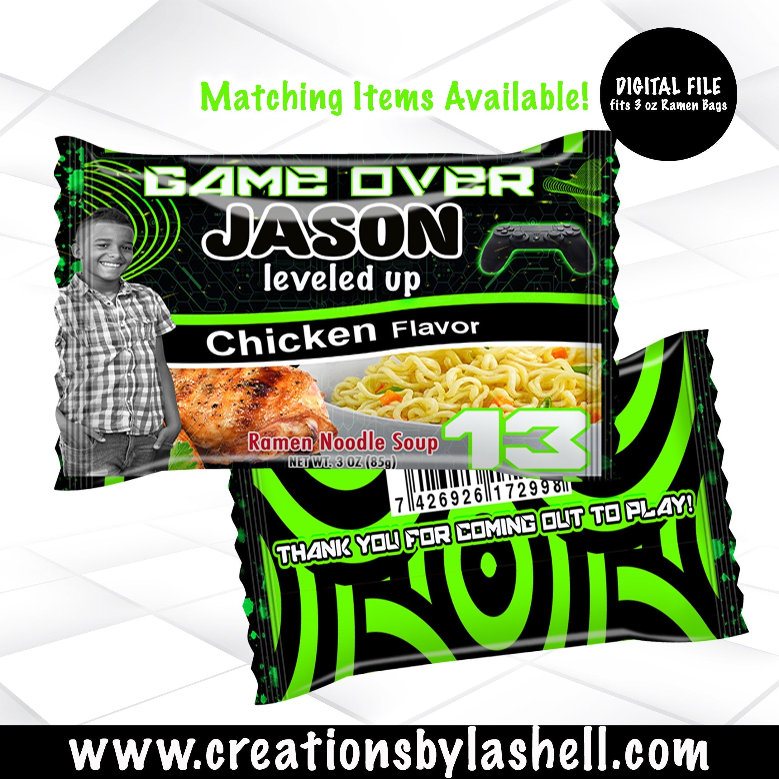Gaming Ramen Noodle Wrapper Template Video Game Favors Printable Gamin ...