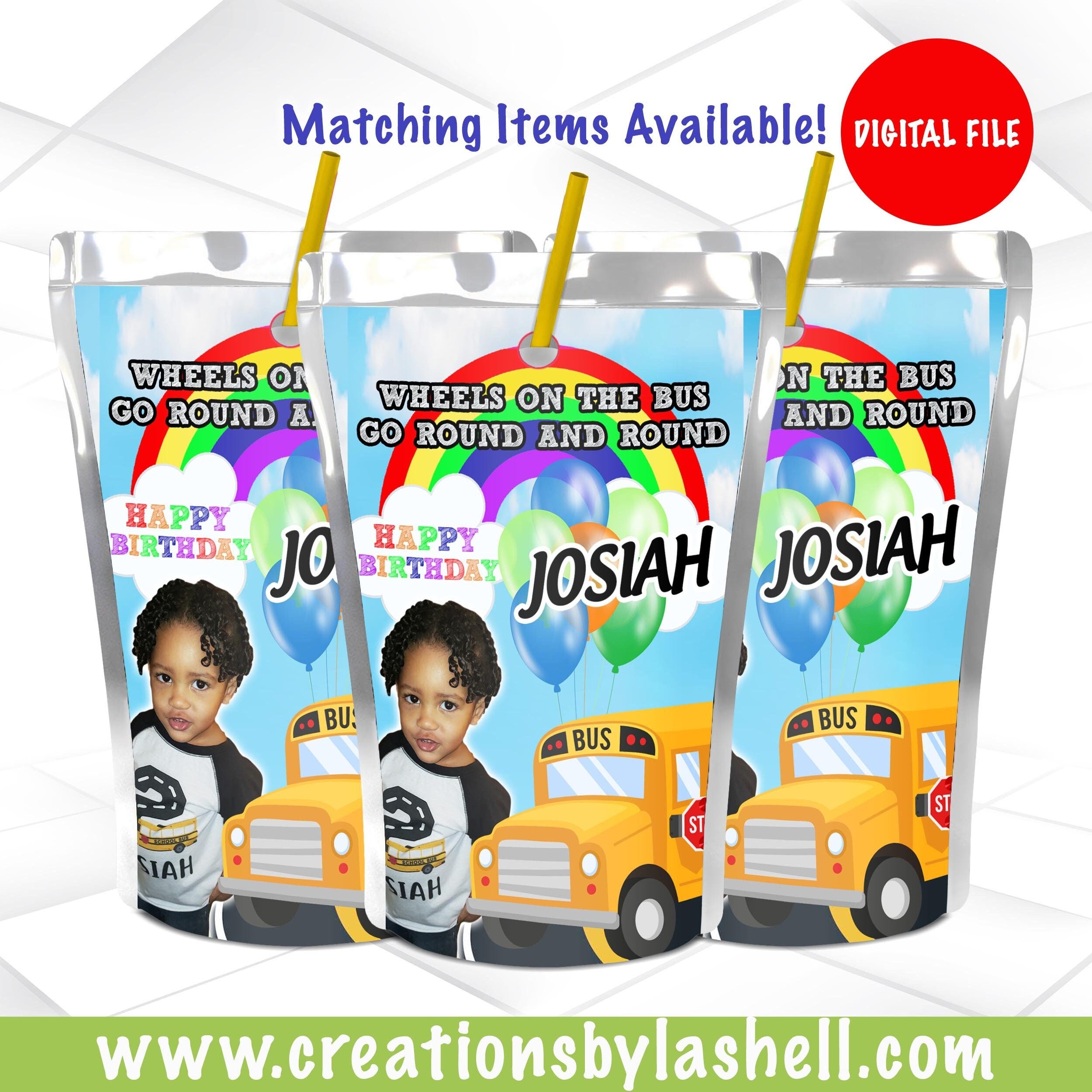 Wheels on the Bus Juice Labels Printable Wheels on the bus Labels Digi ...