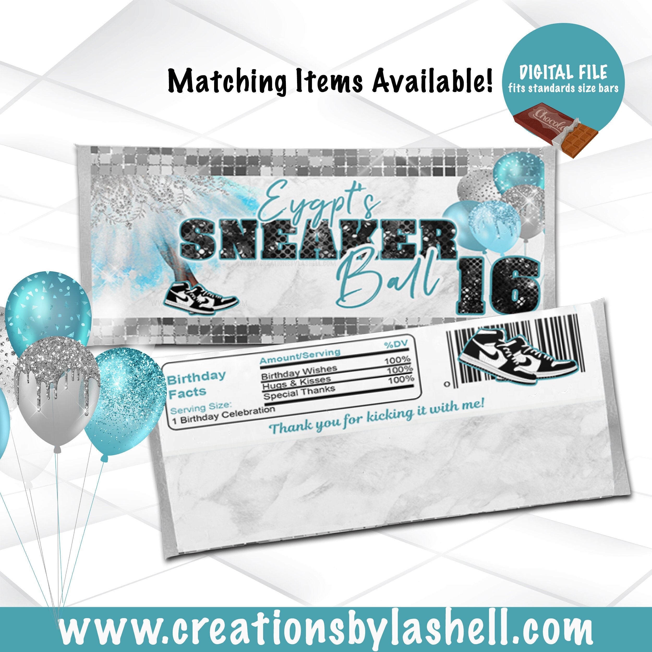 Sneaker Ball Candy Bar Wrapper Digital File Sneakers Party Chocolate B ...